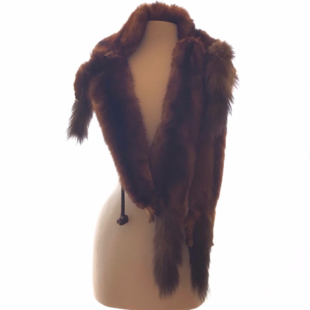 Gorgeous Rare Vintage 5 Mink Wrap Scarf Real Fur Coll… - Gem